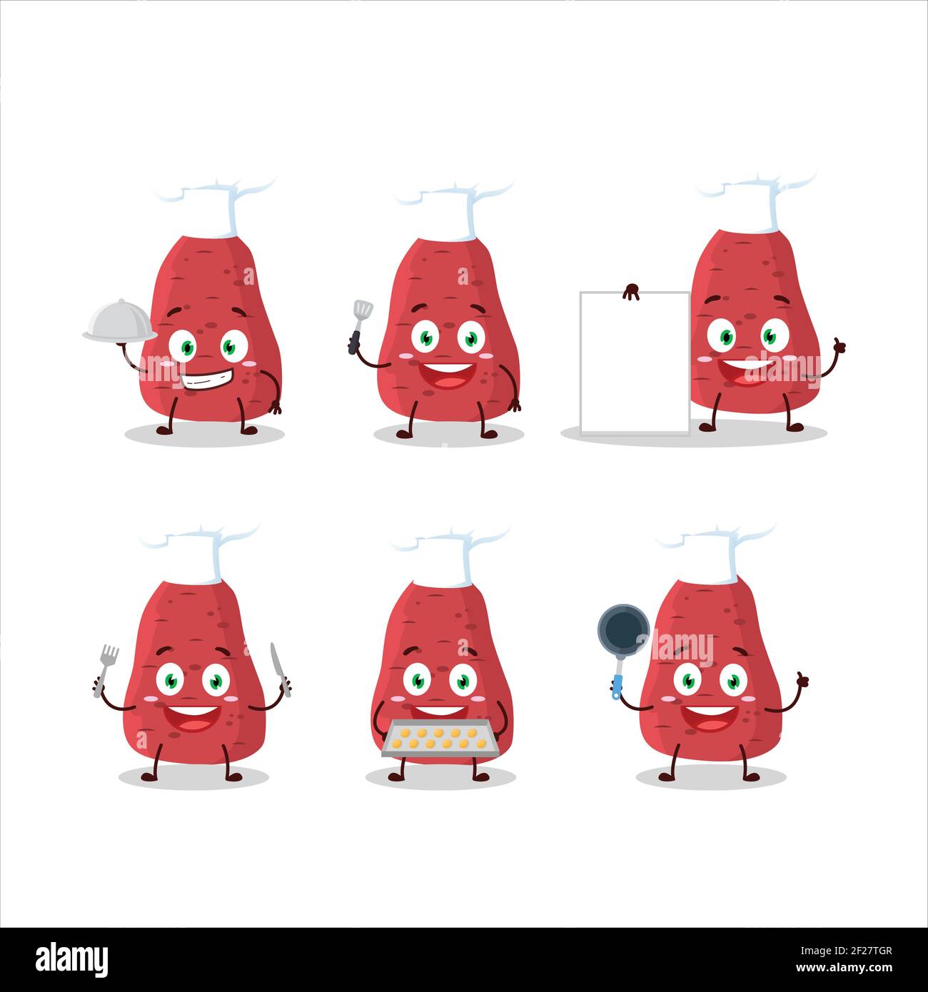 Personnage de dessin animé de potatoe doux avec diverses émoticônes de ...