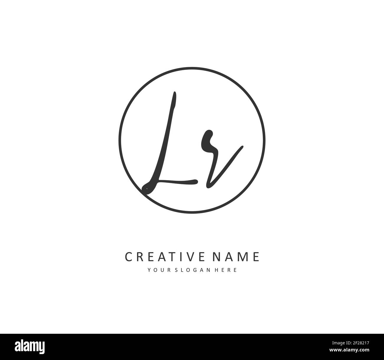 LR lettre initiale écriture manuscrite et logo de signature. Un concept ...