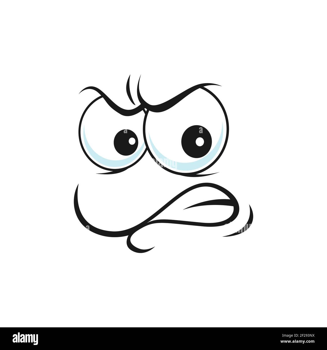 Contestable Angry incertain smiley isolé ligne mince expression de ...