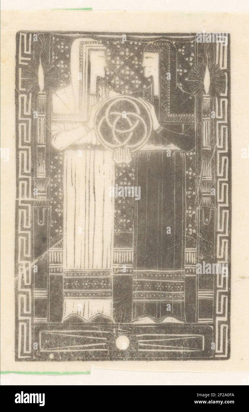 Deux figures avec un cercle avec des anneaux; l'esprit du temps; douze ...