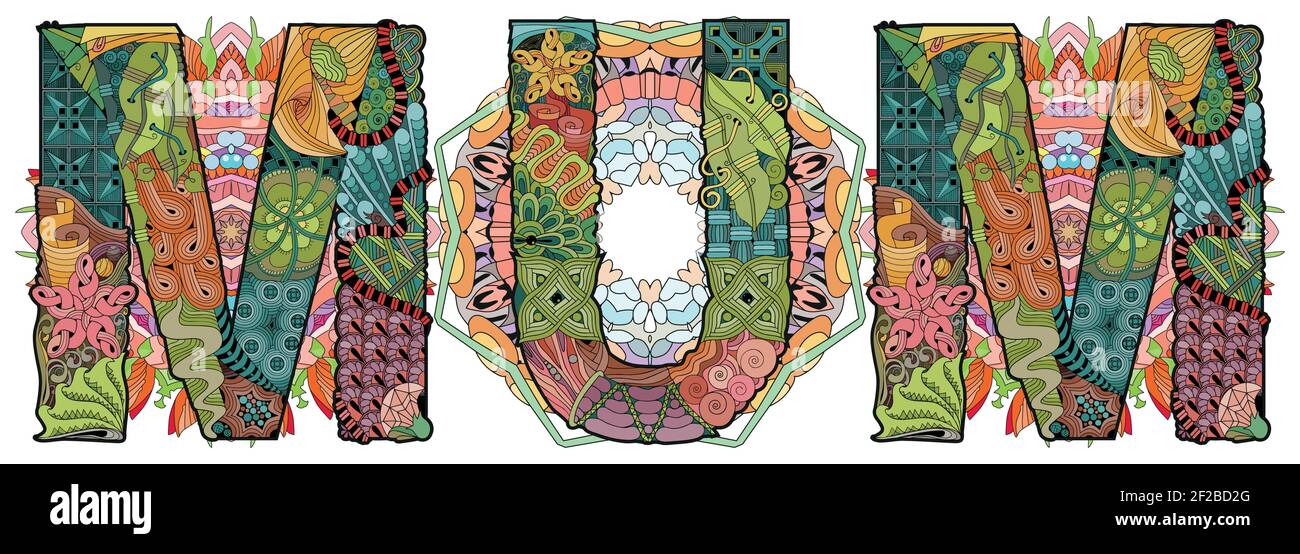 Décoration artistique peinte à la main. Illustration mot MOM avec ...