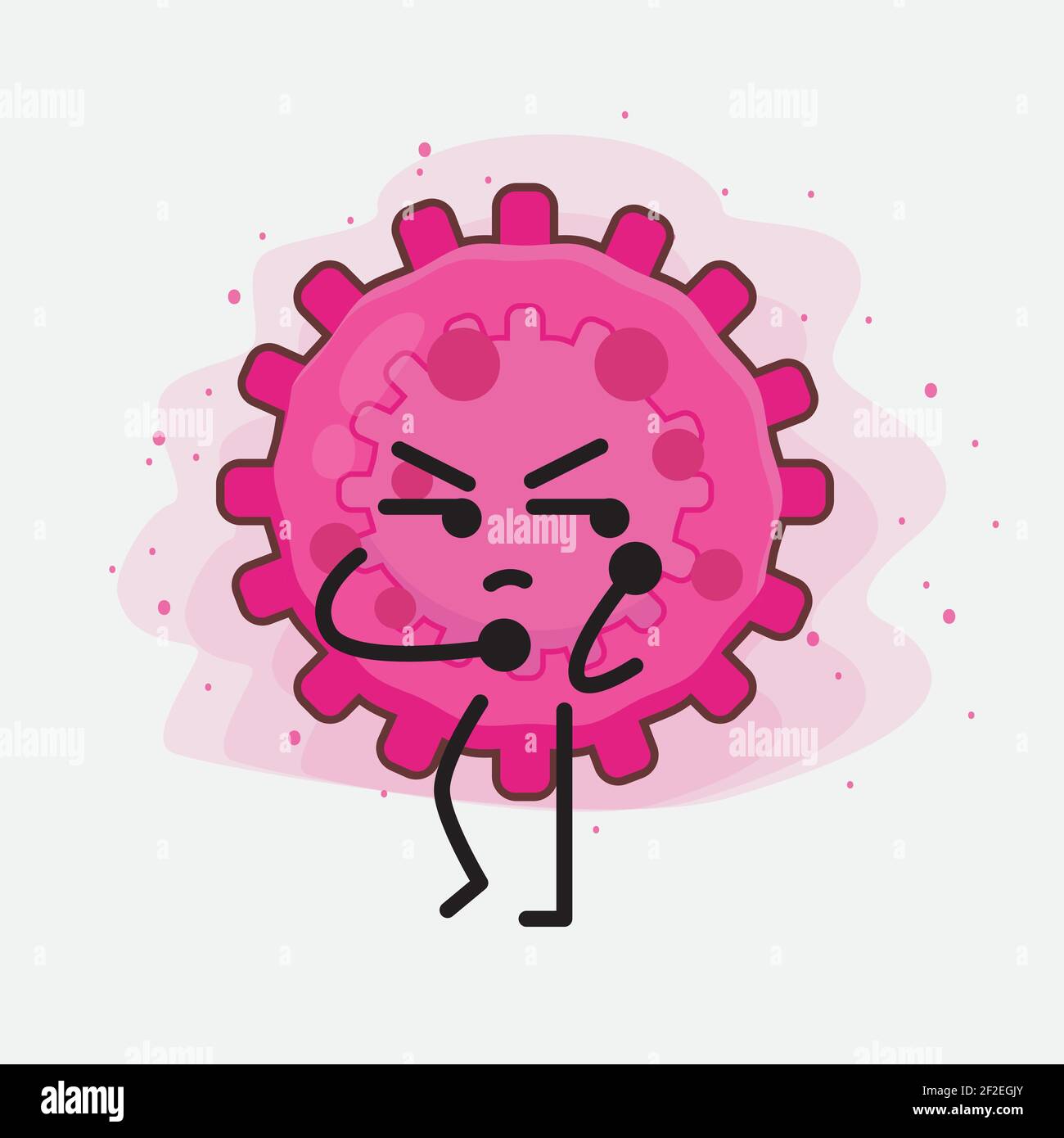 Illustration vectorielle du personnage de virus rose avec un visage ...