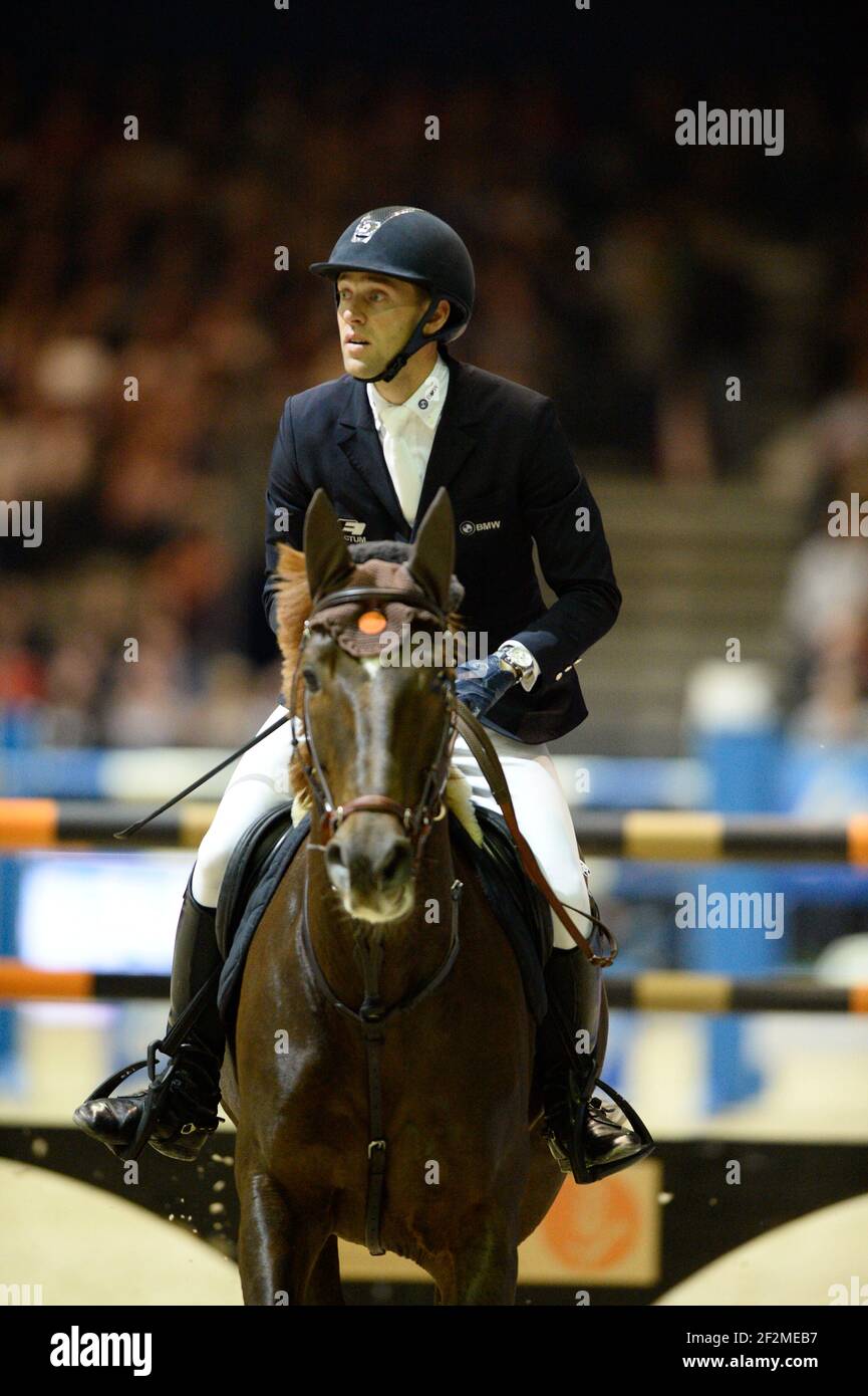 Simon DELESTRE à cheval sur Ryan des Hayettes en action lors de la ...