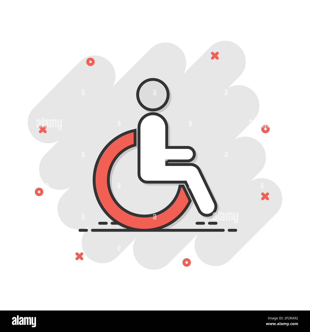 Vector cartoon man in wheelchair icône dans le style comique. Signe non ...
