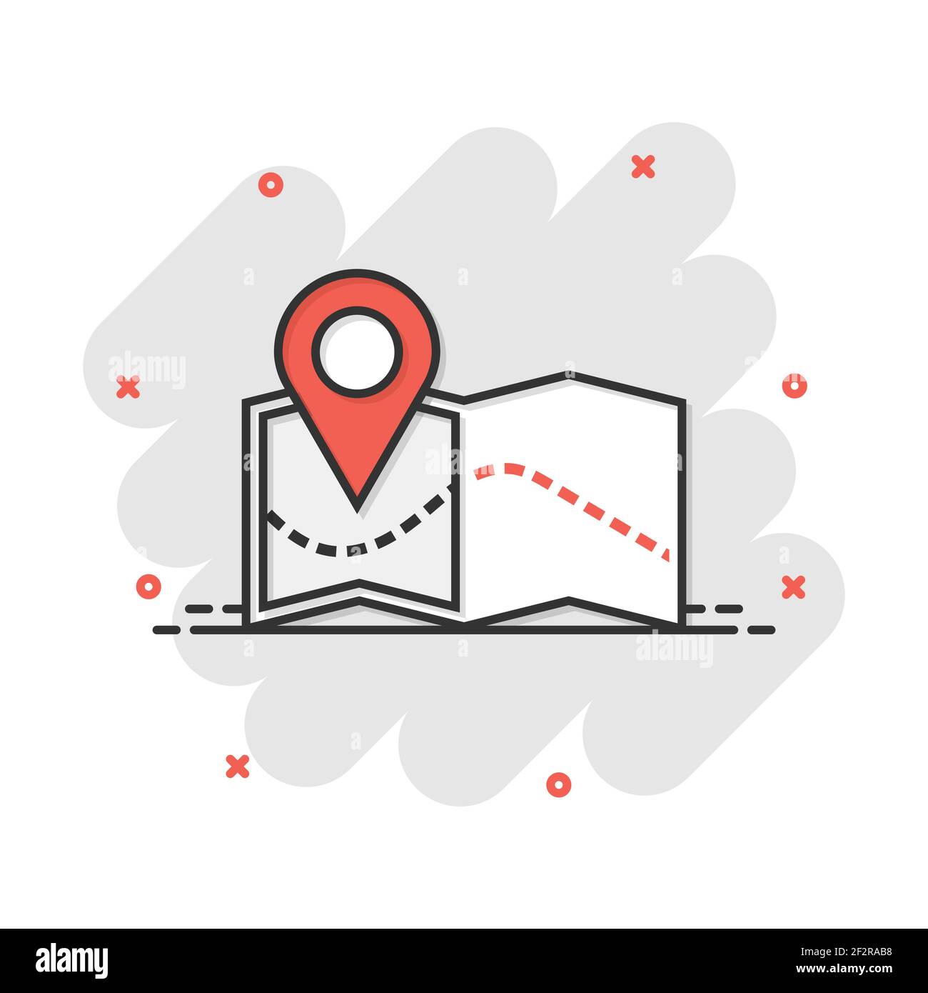 Cartoon Vector Borne sur l'icône de la carte dans le style comique. Gps ...