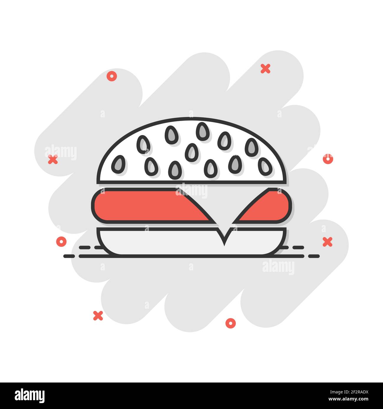 Vector cartoon burger restauration rapide icône dans le style comique ...
