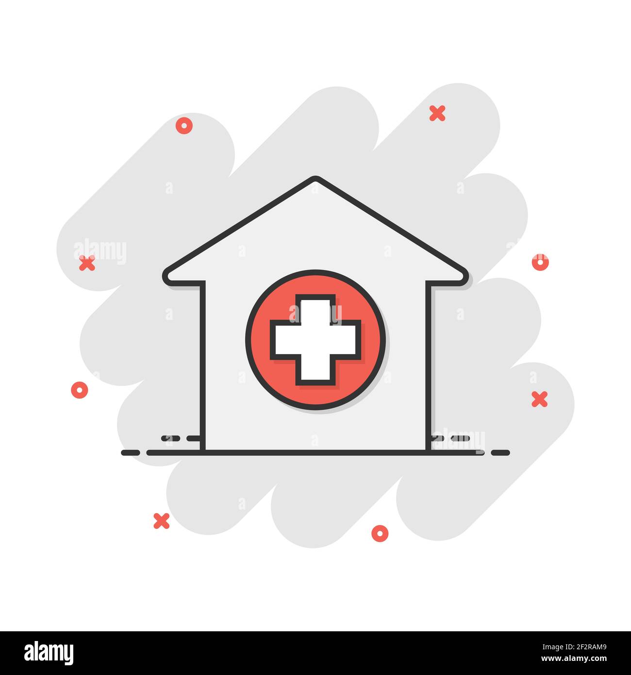 Cartoon Vector icône bâtiment de l'hôpital dans le style comique ...