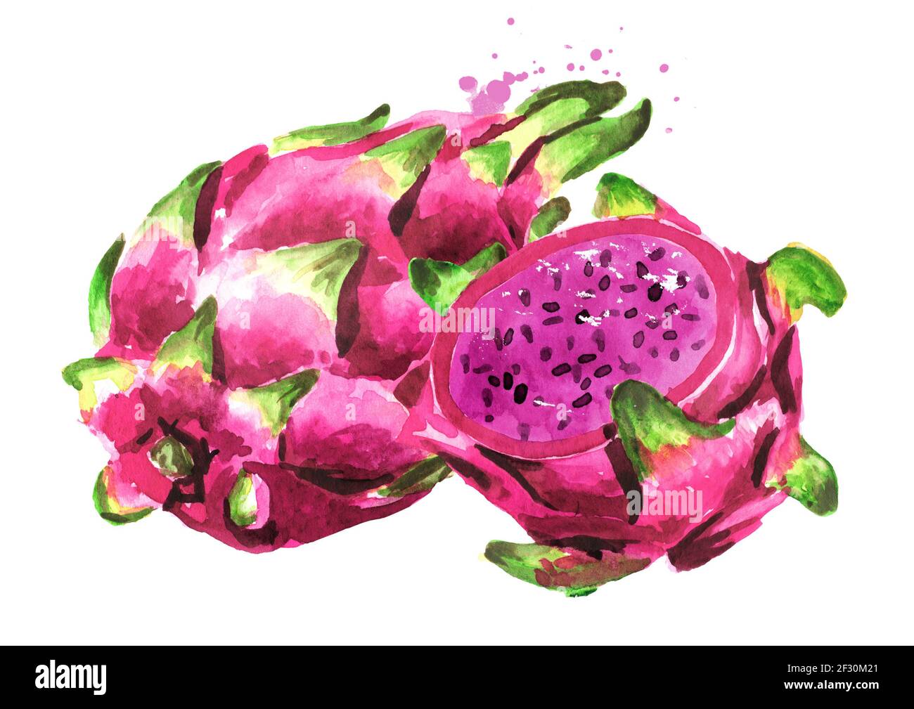 Pitaya fruit entier et coupé. Rouge ou violet Dragon fruit ...