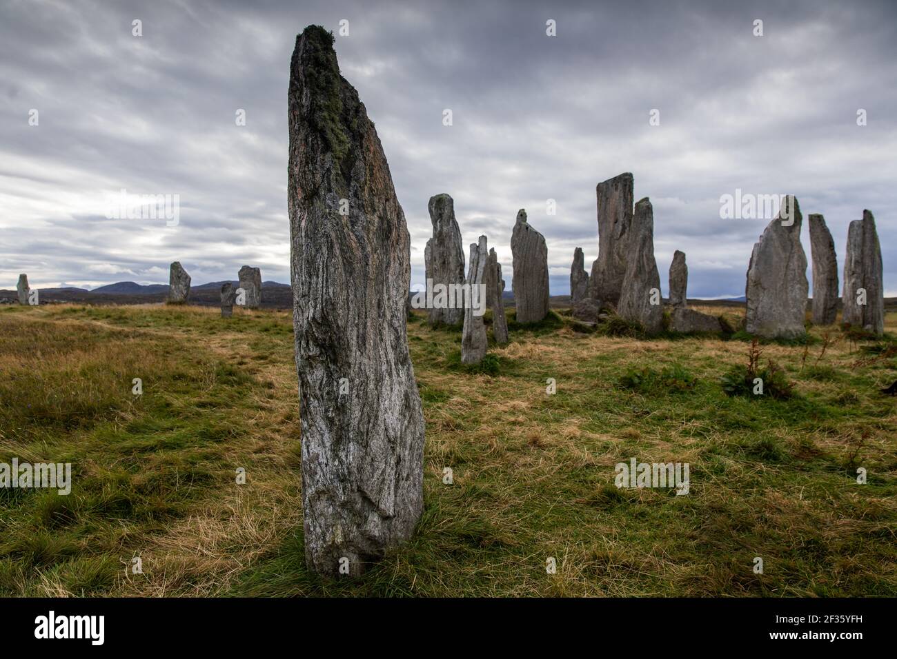 Les Calanais en pierres debout à l'île de Lewis dans les Hébrides ...