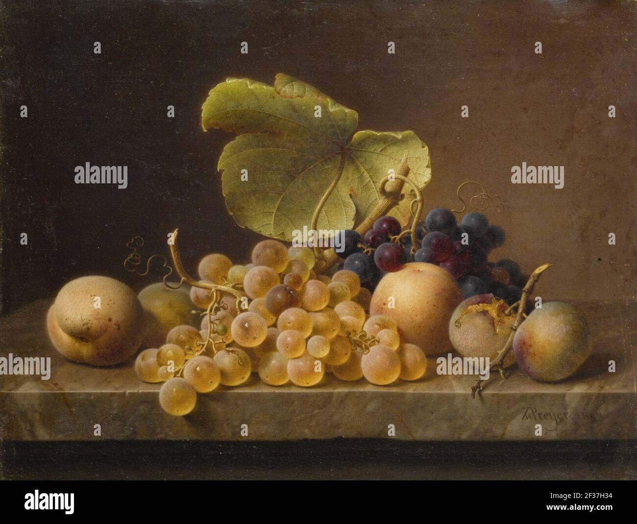 Johann Wilhelm Preyer - Stillleben mit Trauben (1849 Photo Stock - Alamy