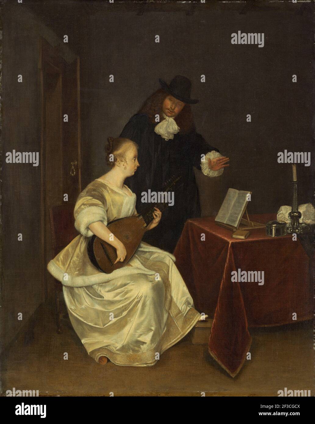 La leçon de musique huile sur toile Banque de photographies et d’images ...