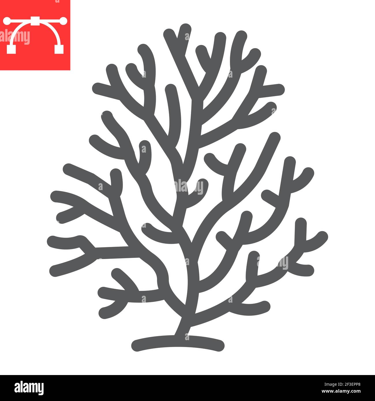 Icône de la ligne de corail, animaux de la mer et de l'océan, icône de ...