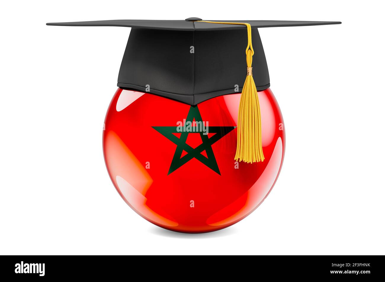 L'éducation au Maroc concept. Drapeau marocain avec graduation, rendu ...