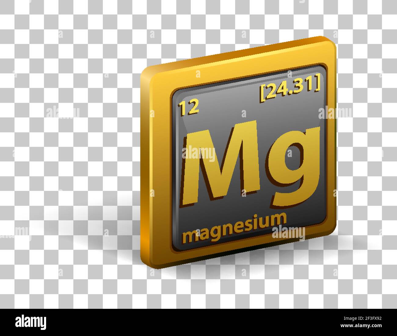 Élément chimique en magnésium. Symbole chimique avec numéro atomique et ...