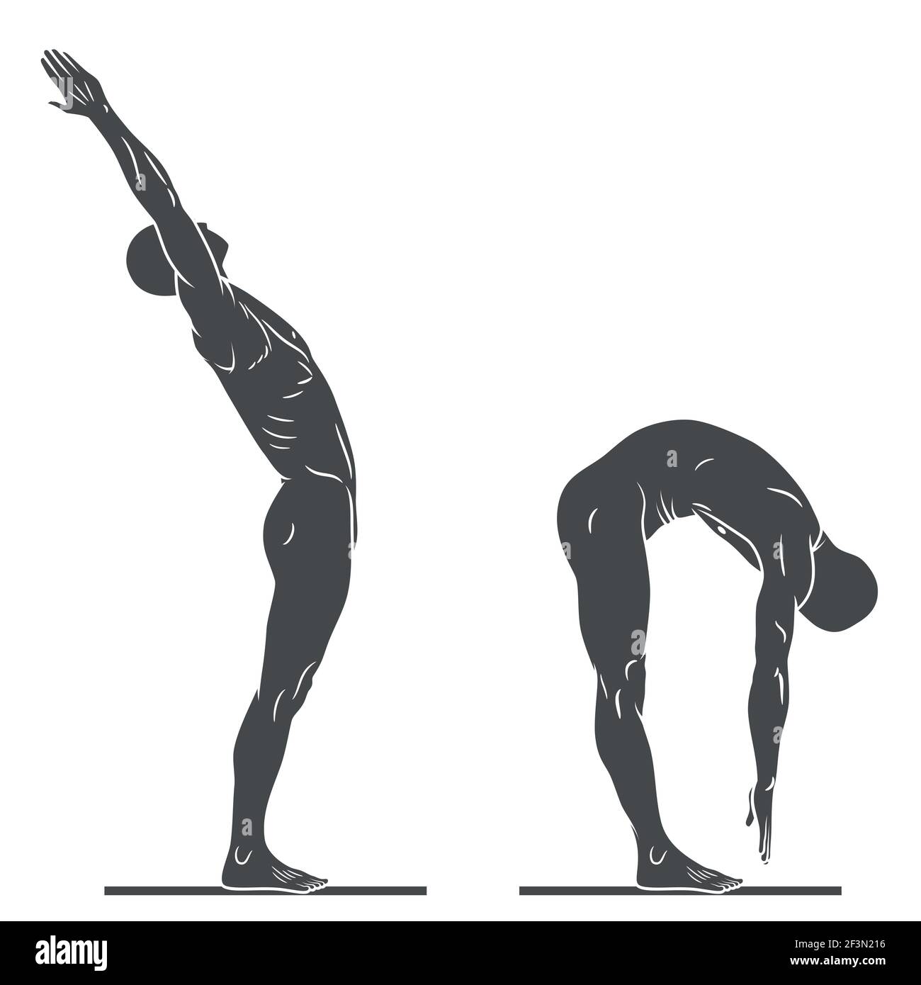 Silhouette du corps humain dans la pose d'exercice, personne faisant l ...