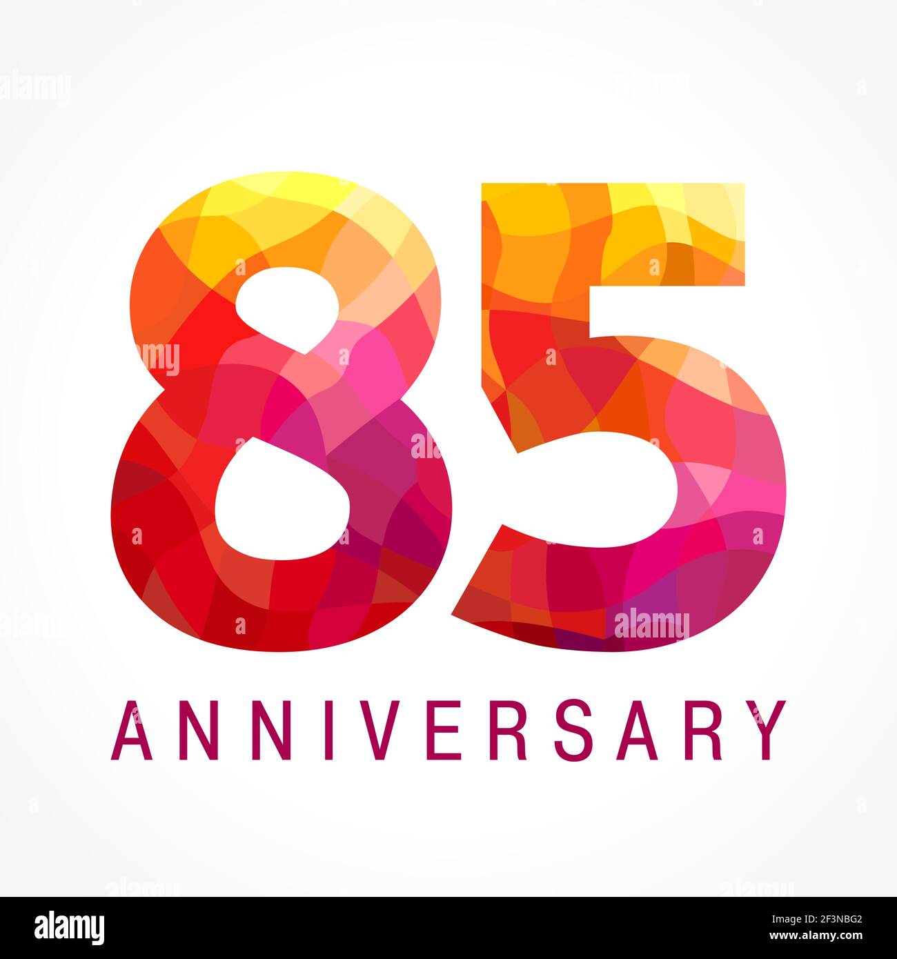 85 ans célébrant le logo fiery. Année anniversaire du 85 e. Facettes ...