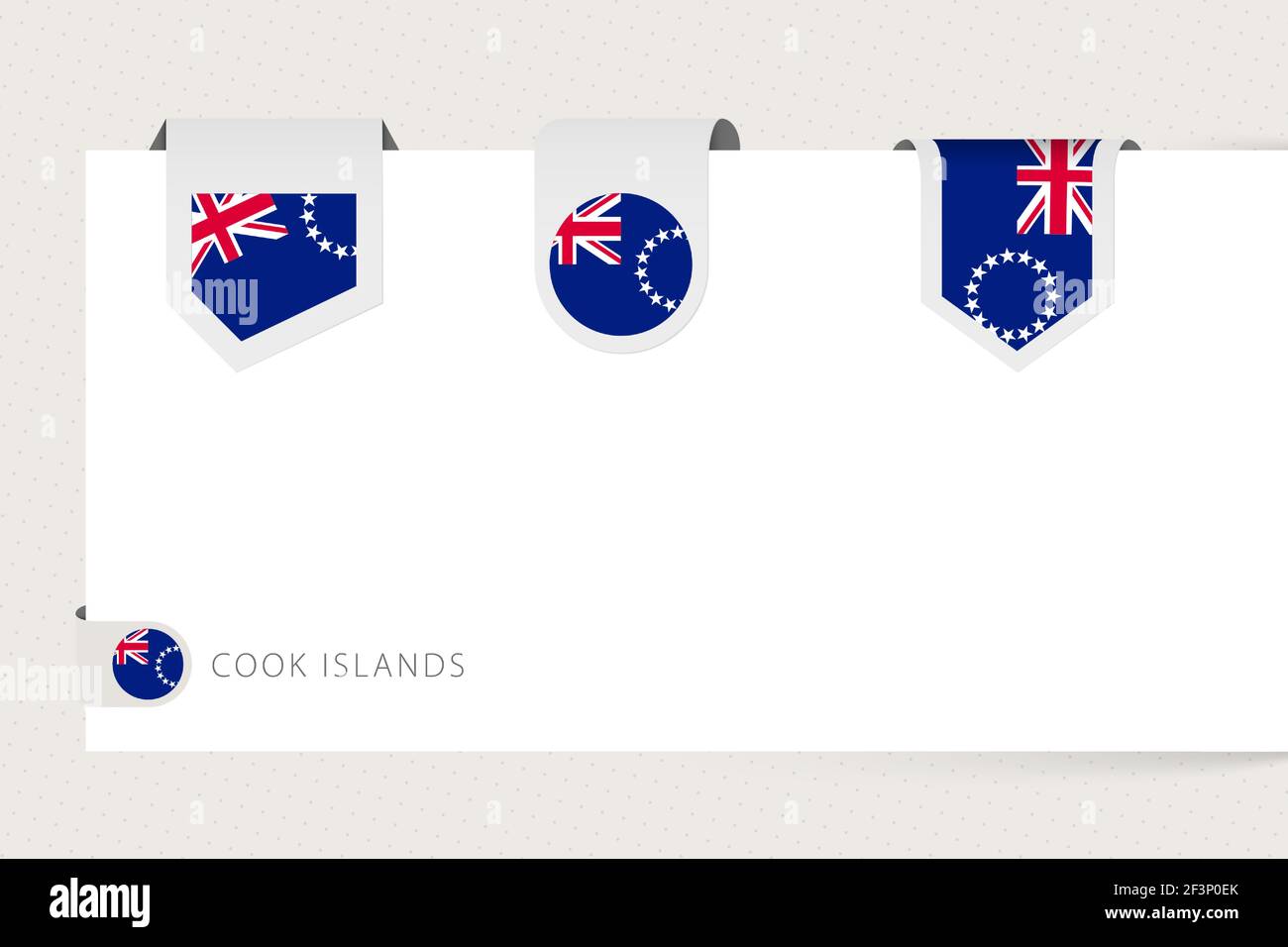 Étiquette drapeau collection des îles Cook dans différentes formes ...