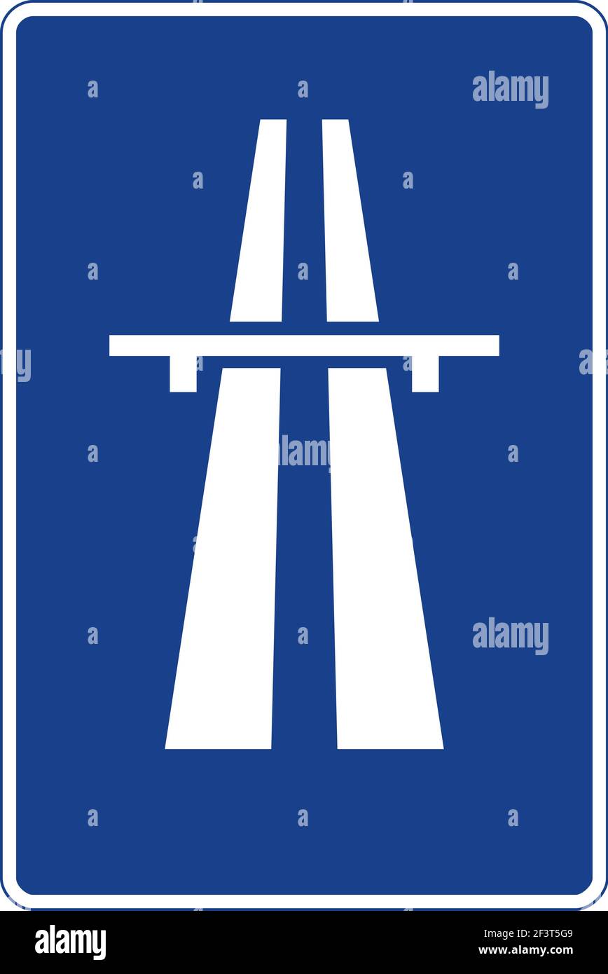 Signal de circulation rectangulaire en bleu et blanc, isolé sur fond ...