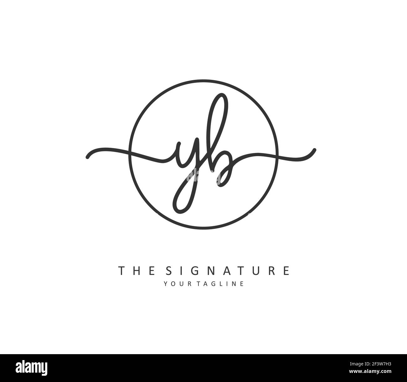 Y B YB lettre initiale écriture manuscrite et logo de signature. Un ...