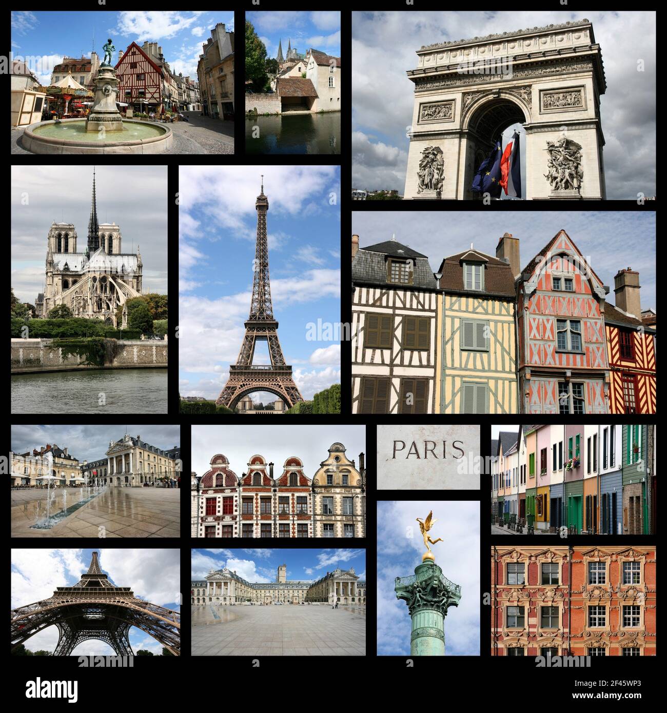 Voyager collage de France. Le collage comprend des lieux célèbres comme ...