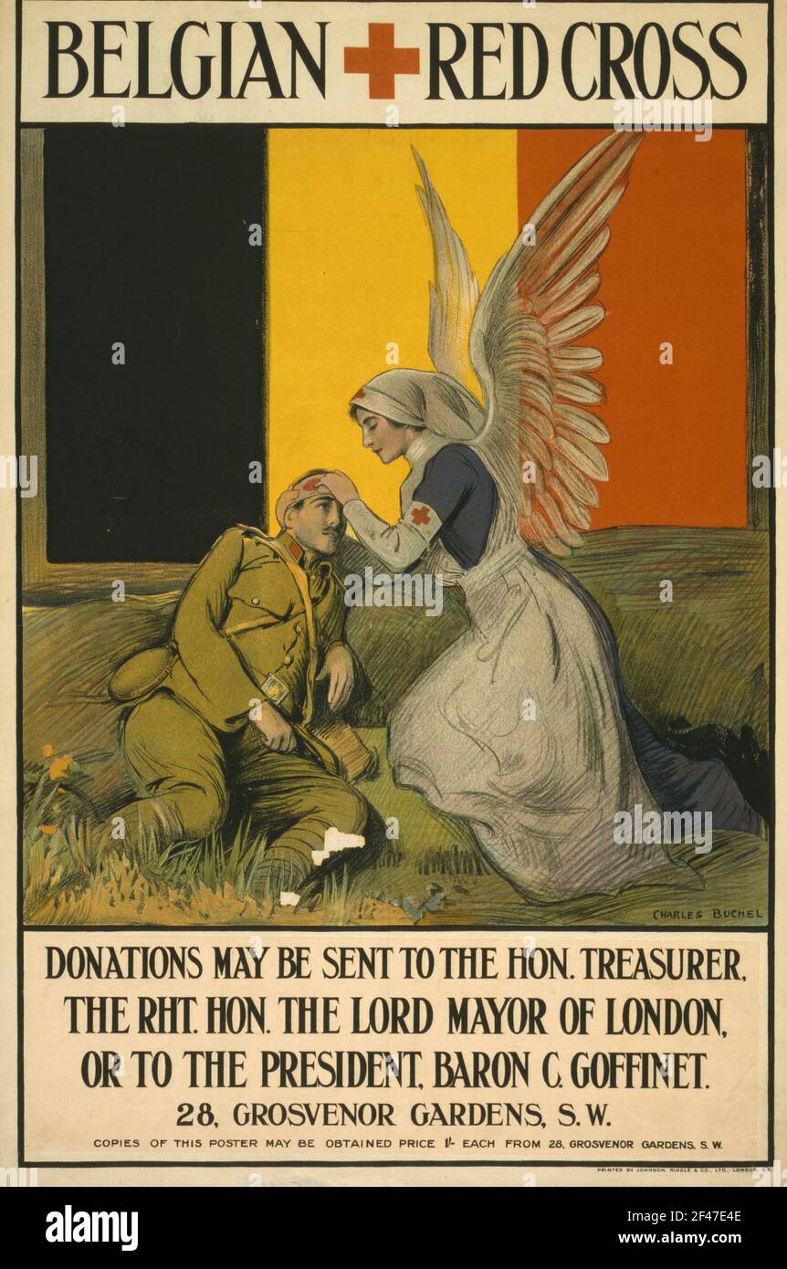 Une première affiche de guerre mondiale pour la Croix-Rouge belge Photo ...