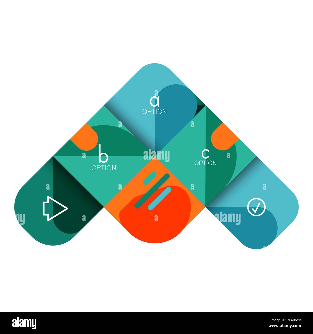 Option infographique et pas à pas dans les carrés arrondis, élément de ...