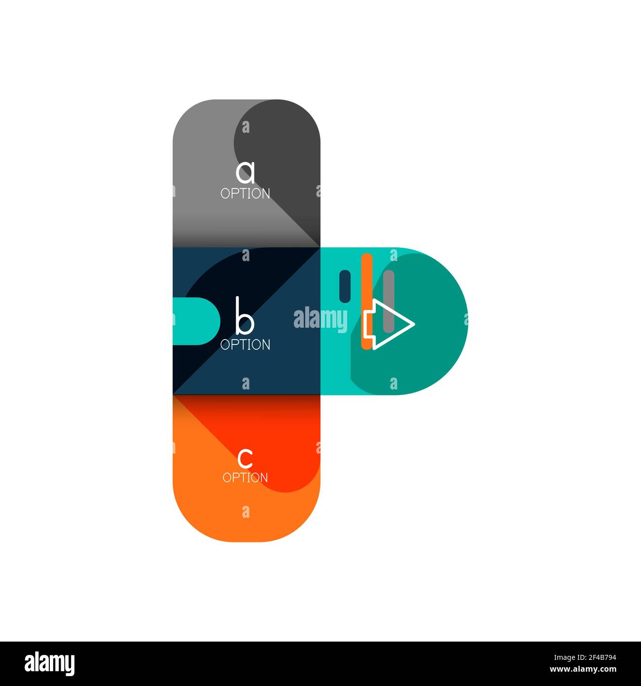 Option infographique et pas à pas dans les carrés arrondis, élément de ...