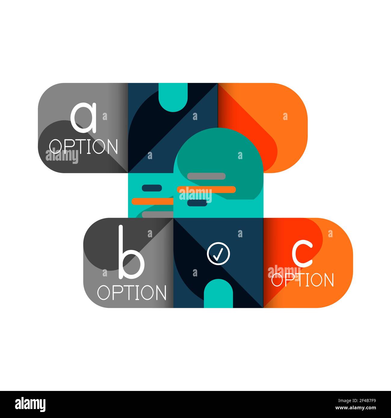 Option infographique et pas à pas dans les carrés arrondis, élément de ...