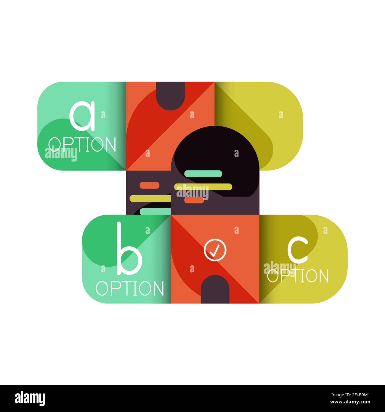 Option infographique et pas à pas dans les carrés arrondis, élément de ...