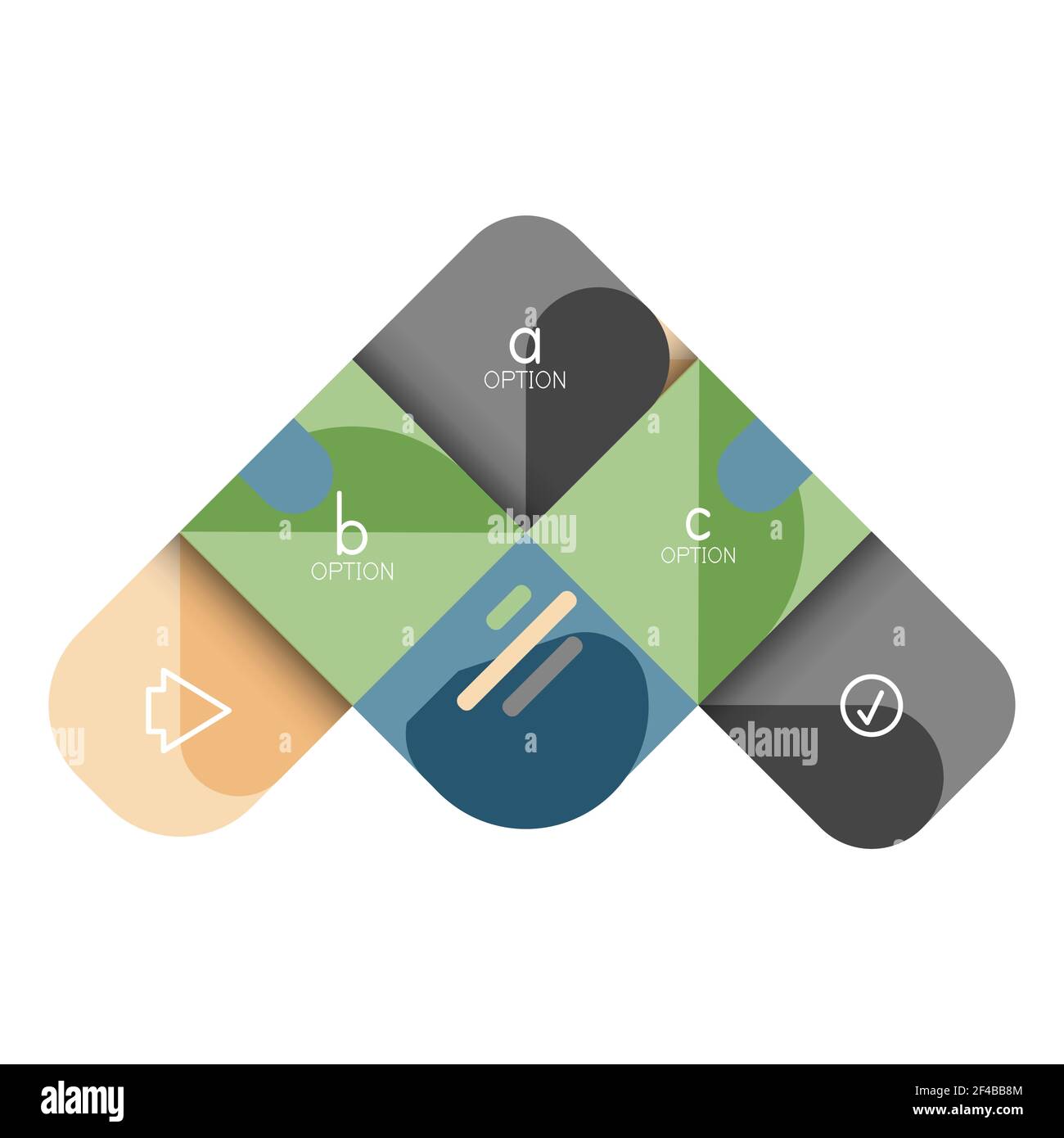 Option infographique et pas à pas dans les carrés arrondis, élément de ...