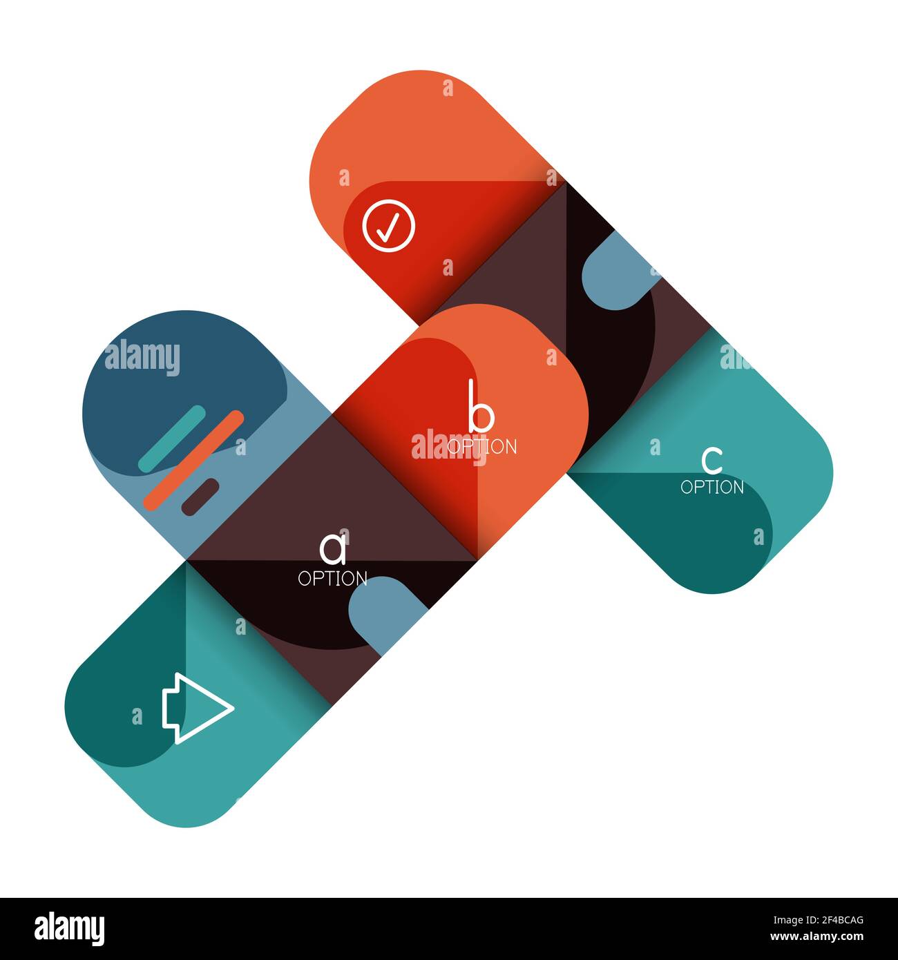 Option infographique et pas à pas dans les carrés arrondis, élément de ...