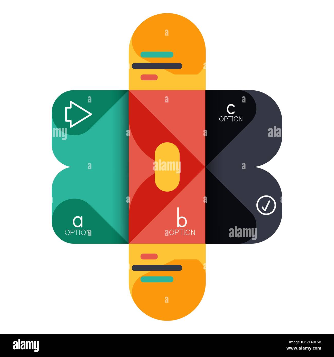 Option infographique et pas à pas dans les carrés arrondis, élément de ...
