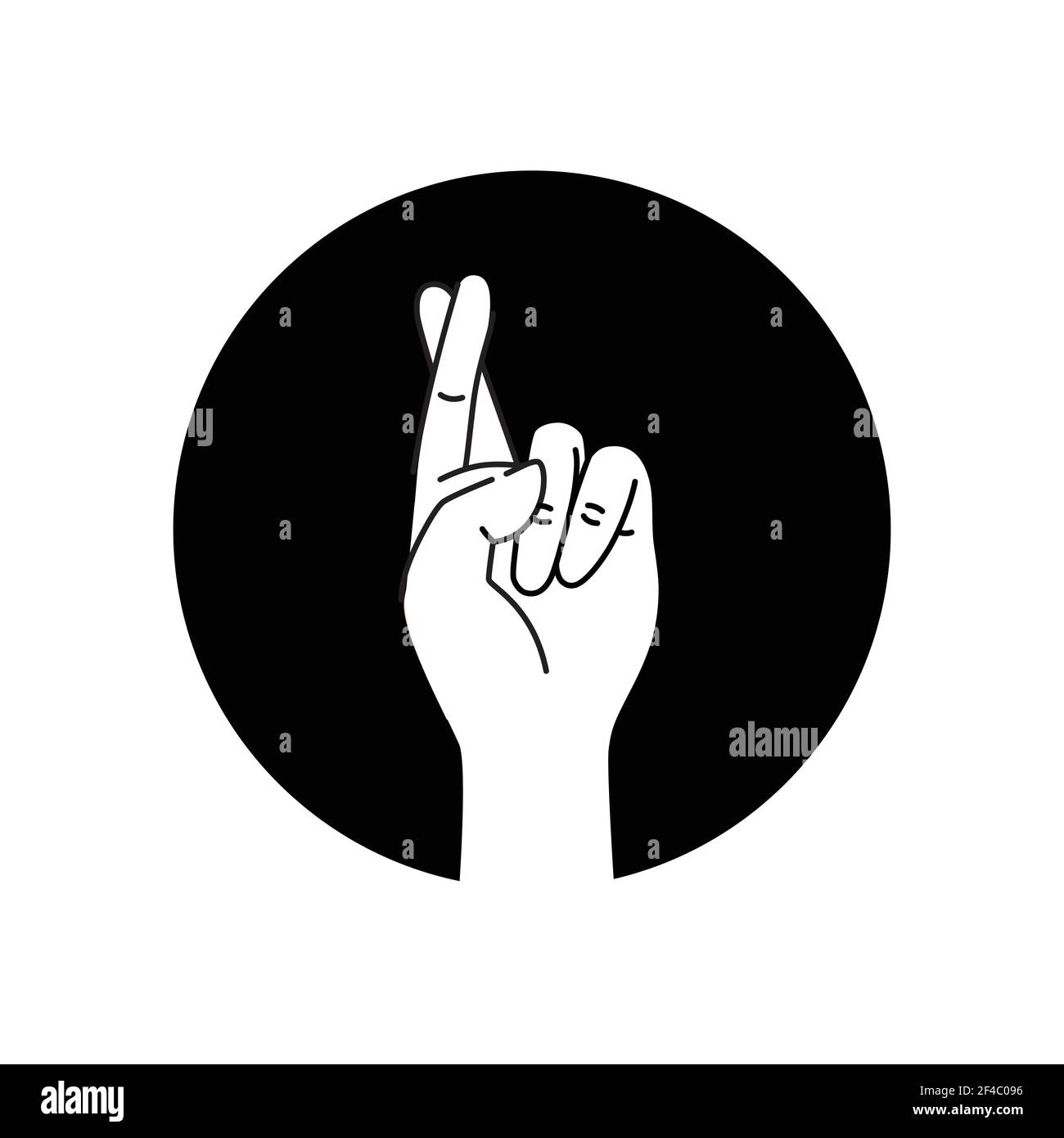 Main montrant le symbole bonne chance icône en glyphe noir. Doigts ...