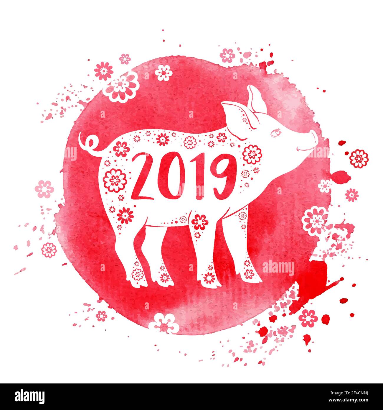 Mignon cochon symbole du zodiaque chinois pour la nouvelle année 2019 ...