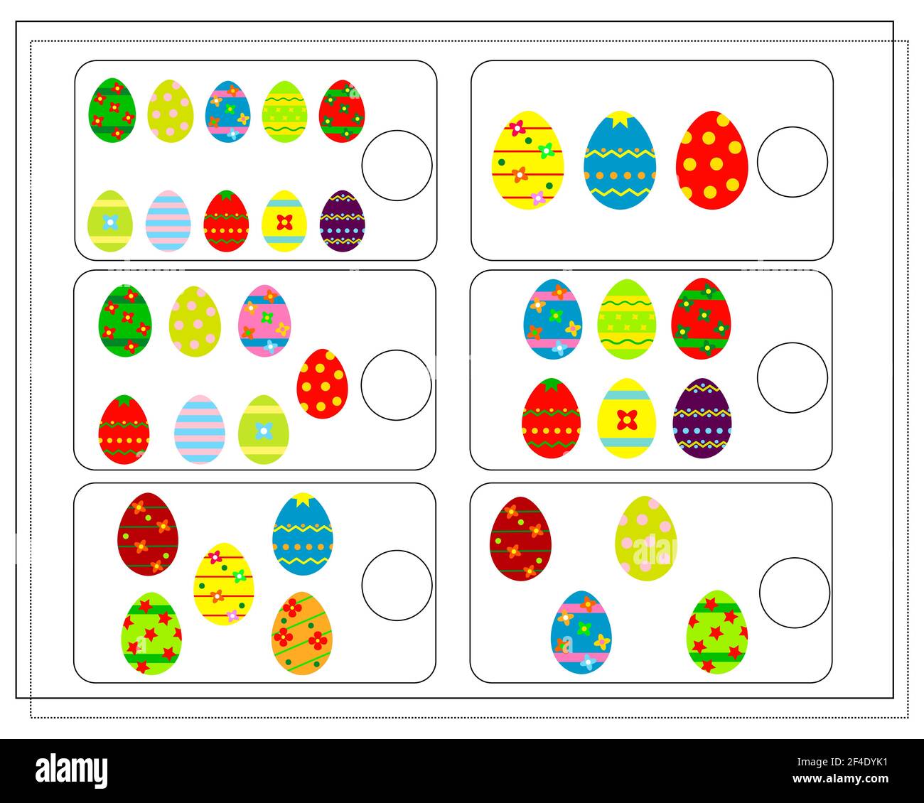 Un jeu de mathématiques pour les enfants. Compter les oeufs de Pâques ...