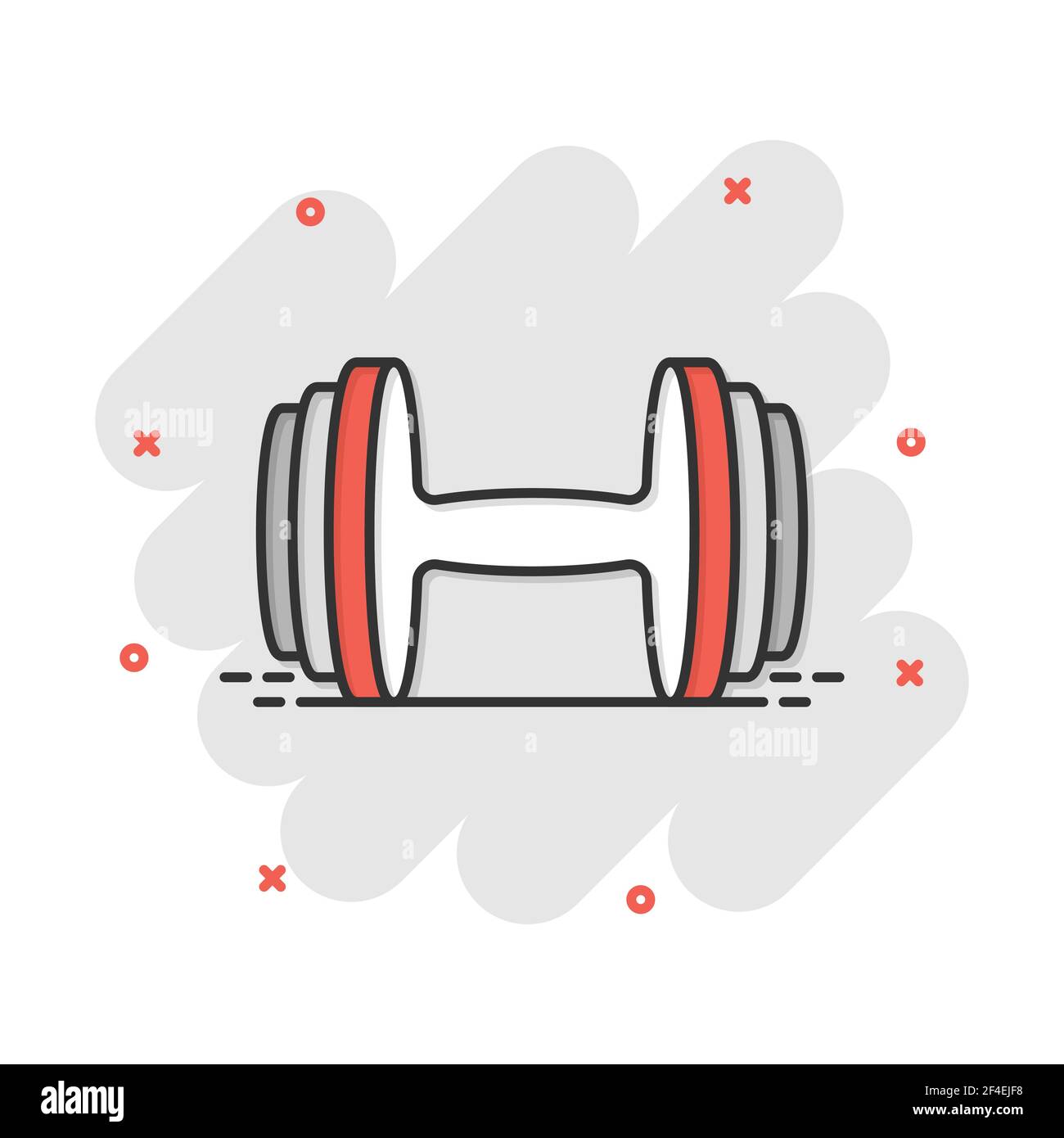 Vector cartoon Sport fitness haltère icône dans le style comique ...