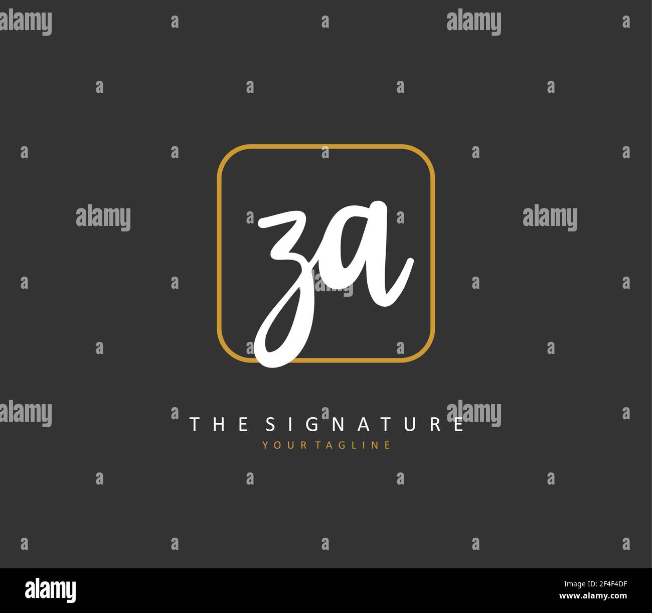 Z A ZA lettre initiale écriture manuscrite et logo de signature. Un ...