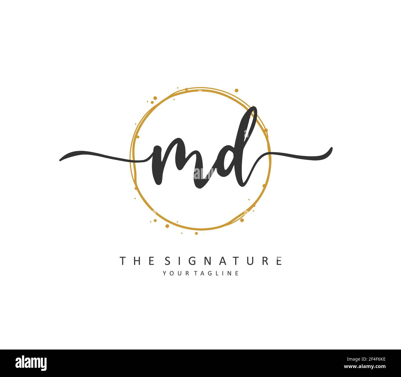 MD lettre initiale d'écriture manuscrite et logo de signature. Un ...