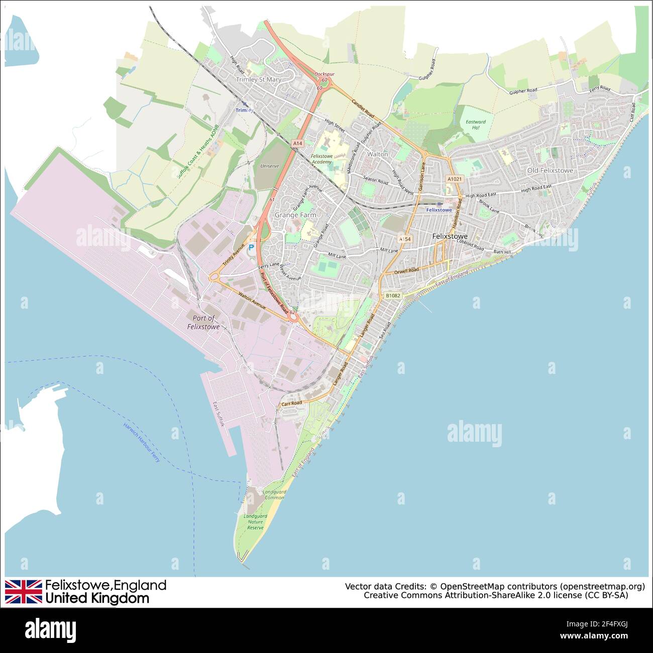 Carte de felixstowe Banque d'images vectorielles - Alamy