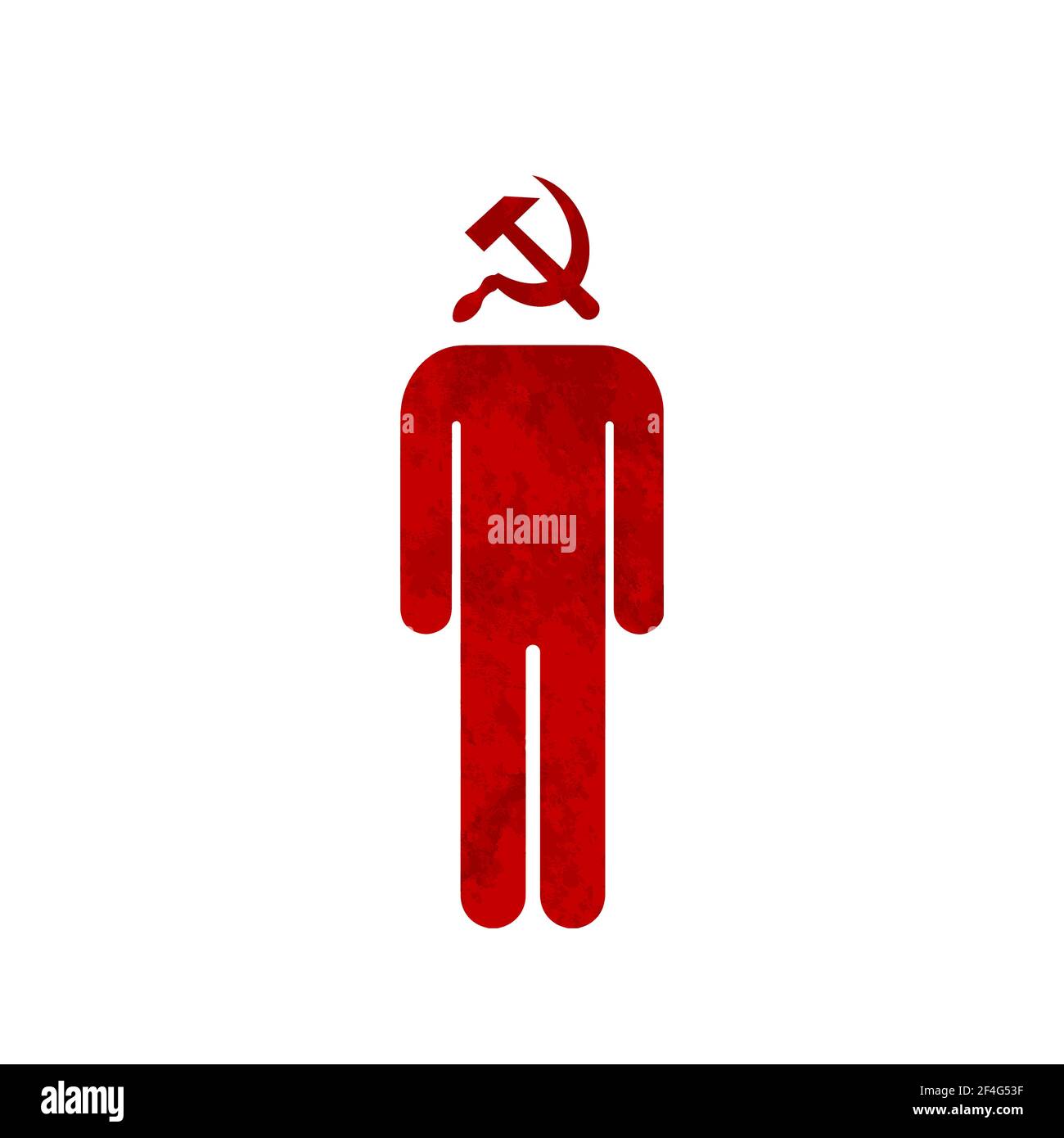 Icône homme simple avec faucille soviétique rouge et symbole marteau au ...