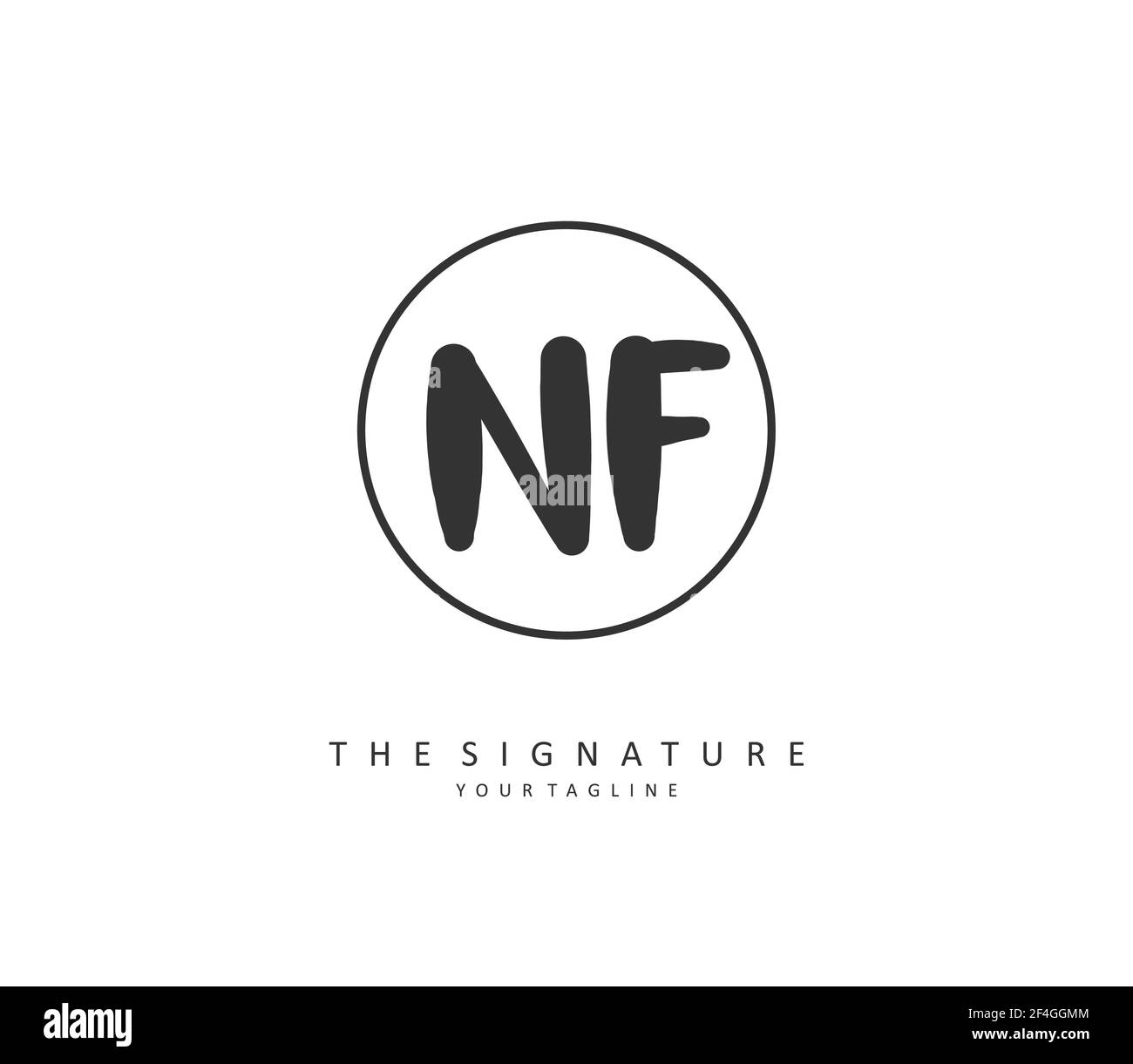 NF lettre initiale écriture manuscrite et logo de signature. Un concept ...