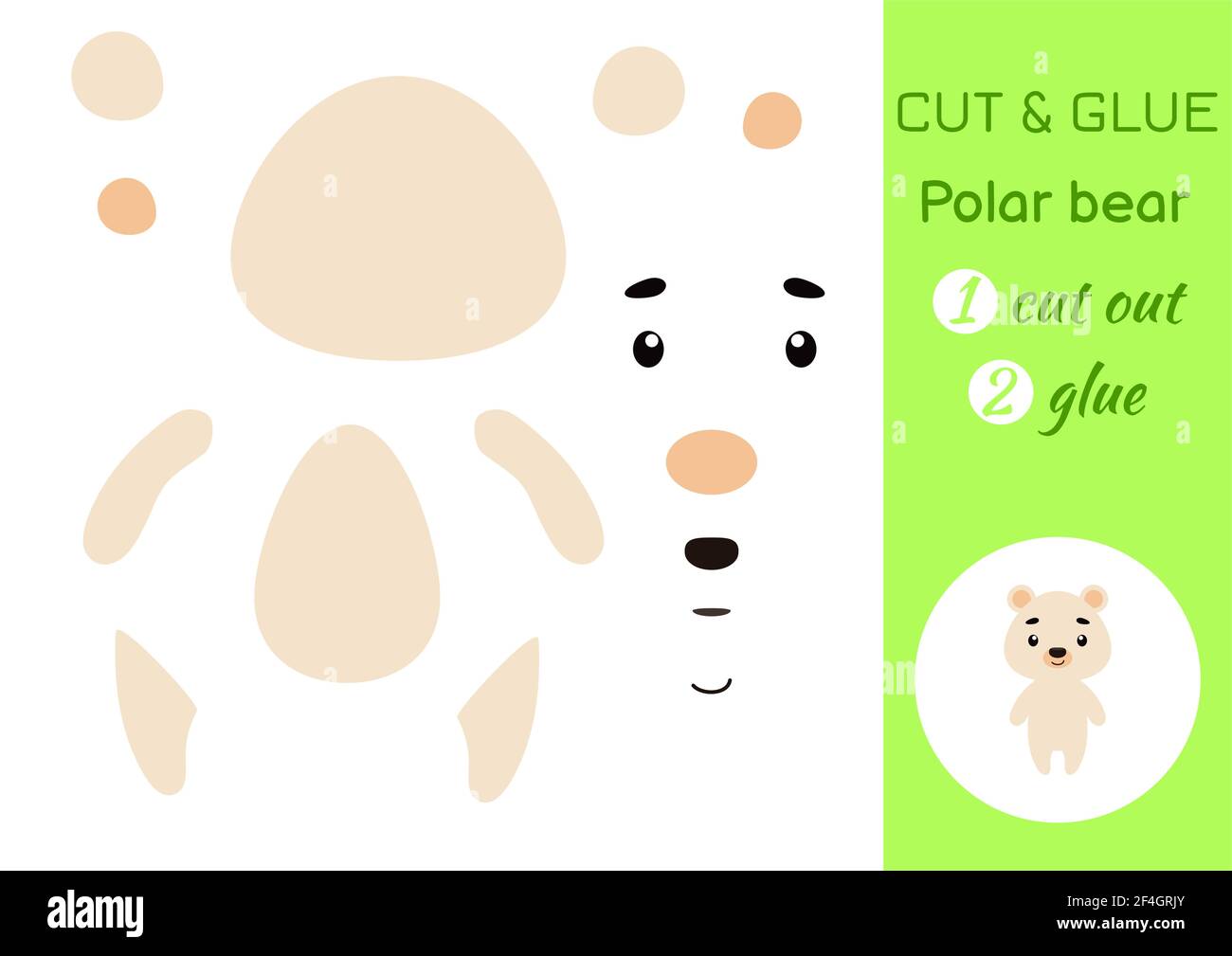 Couper et coller le petit ours polaire en papier. Page d'activités ...