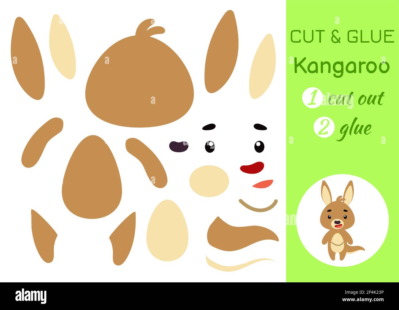 Couper et coller le petit kangourou en papier. Page d'activités ...