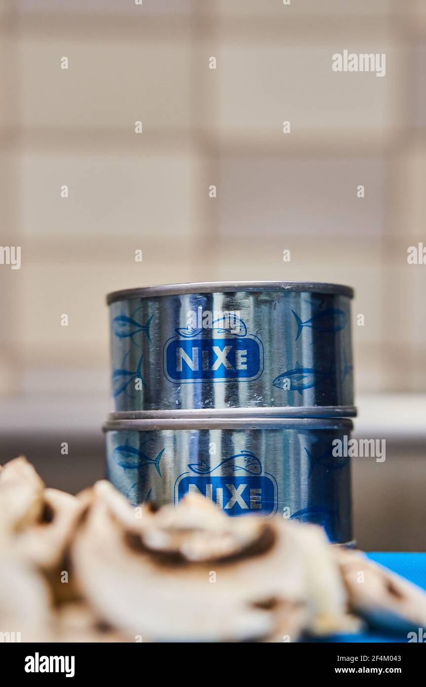 POZNAN, POLOGNE - 30 novembre 2017 : thon Nixe dans une boîte derrière ...