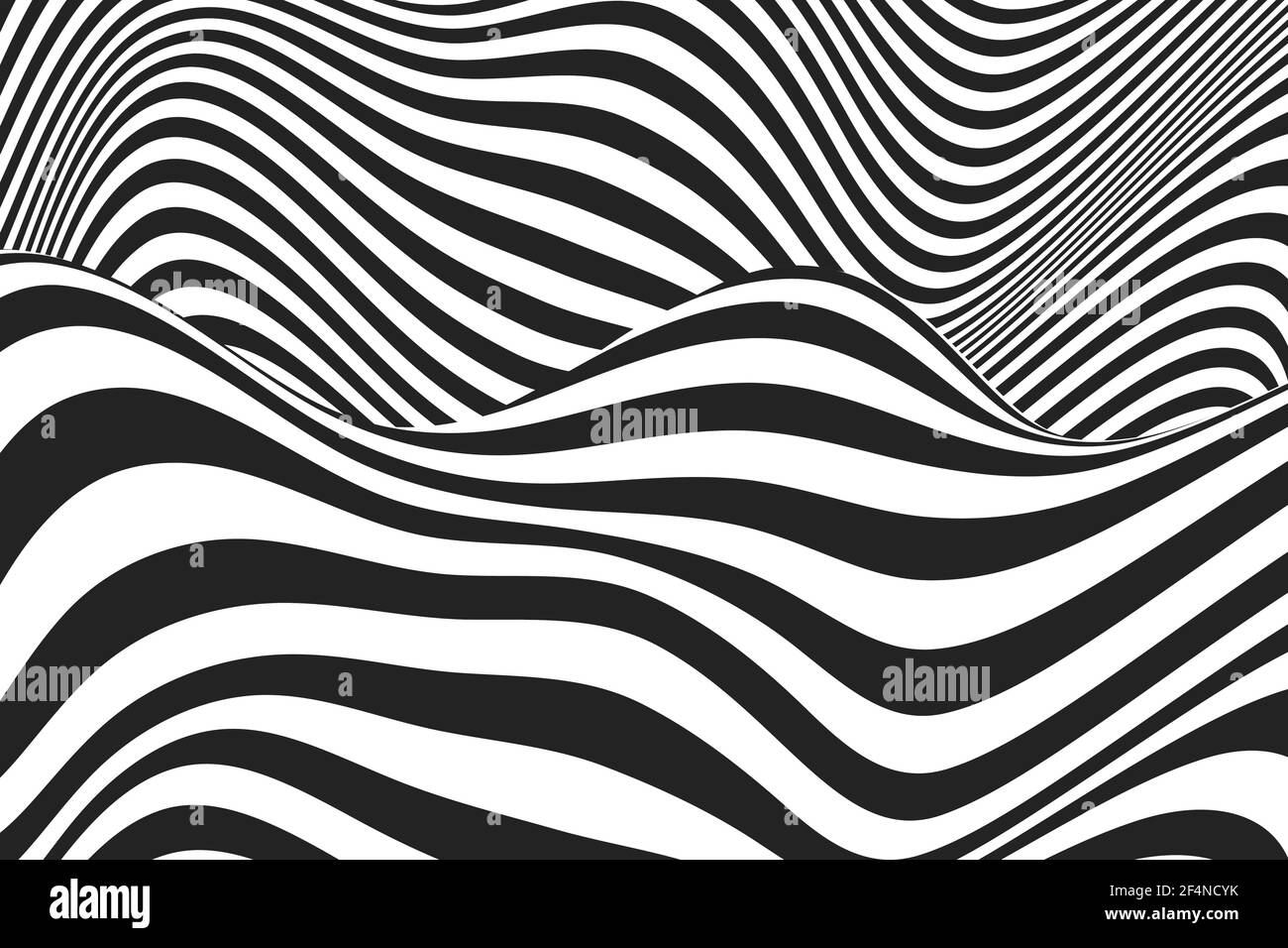 Ondes d'illusion optique. Motif de bandes noires horizontales. Arrière ...