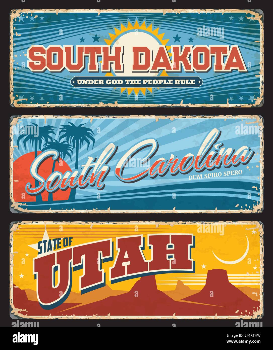 États-Unis Utah, Caroline et Dakota du Sud plaques, États-Unis des ...