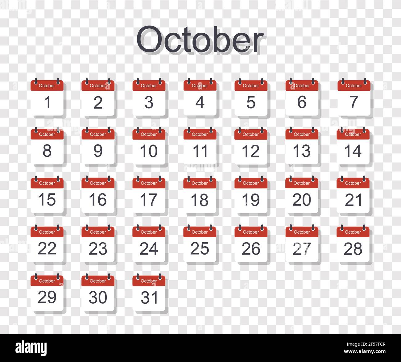 Modèle de calendrier mensuel pour octobre avec date quotidienne. Sur ...
