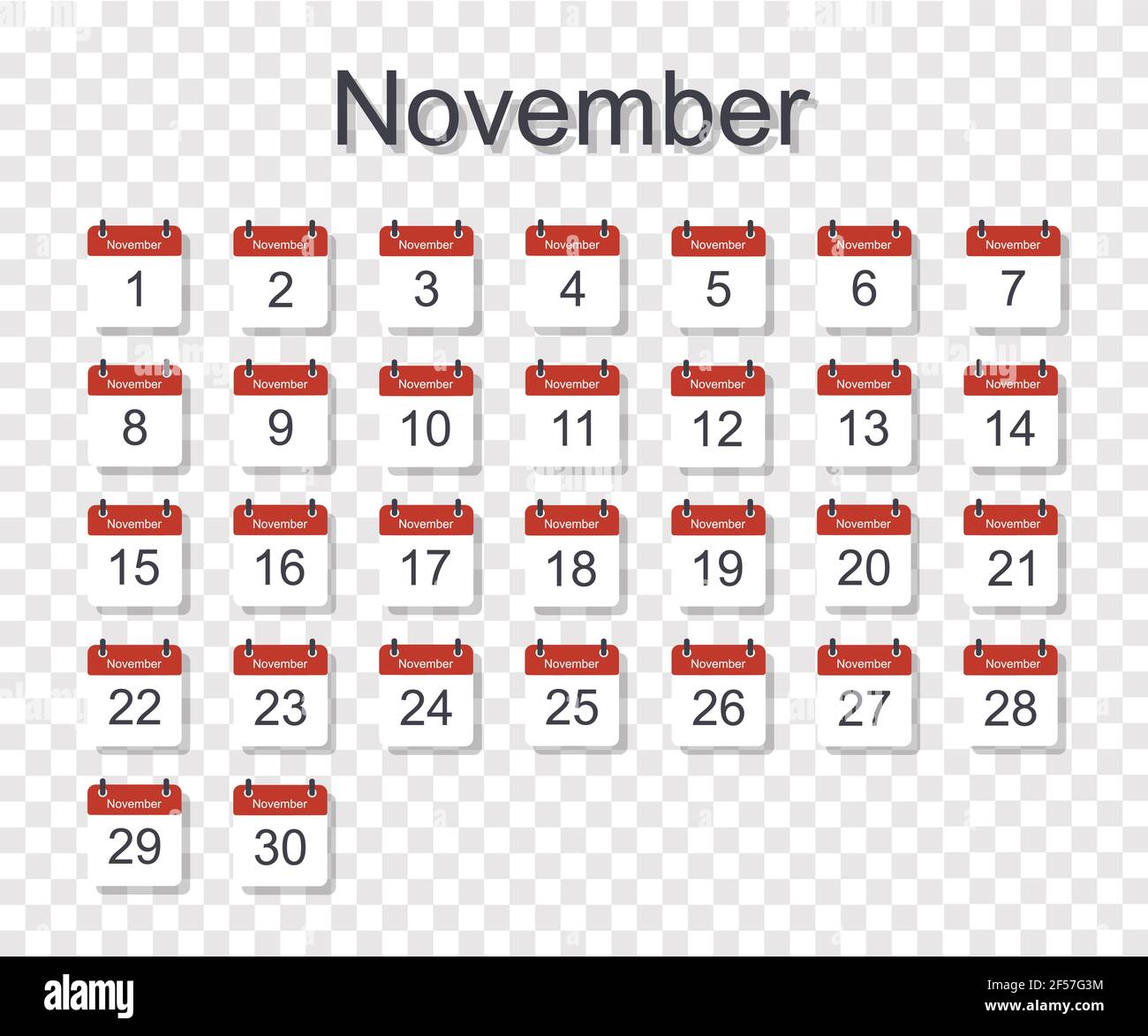 Modèle de calendrier mensuel pour novembre avec date quotidienne. Sur ...
