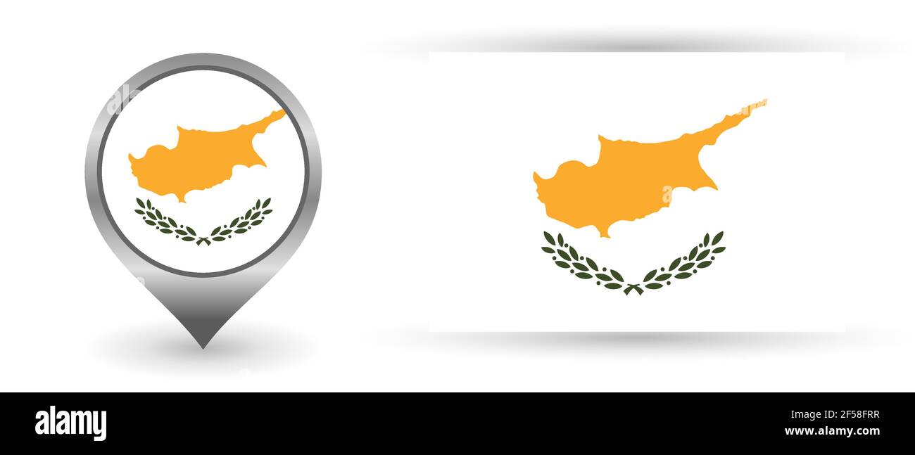Drapeau vecteur Chypre. Point de localisation avec drapeau Chypre à l ...