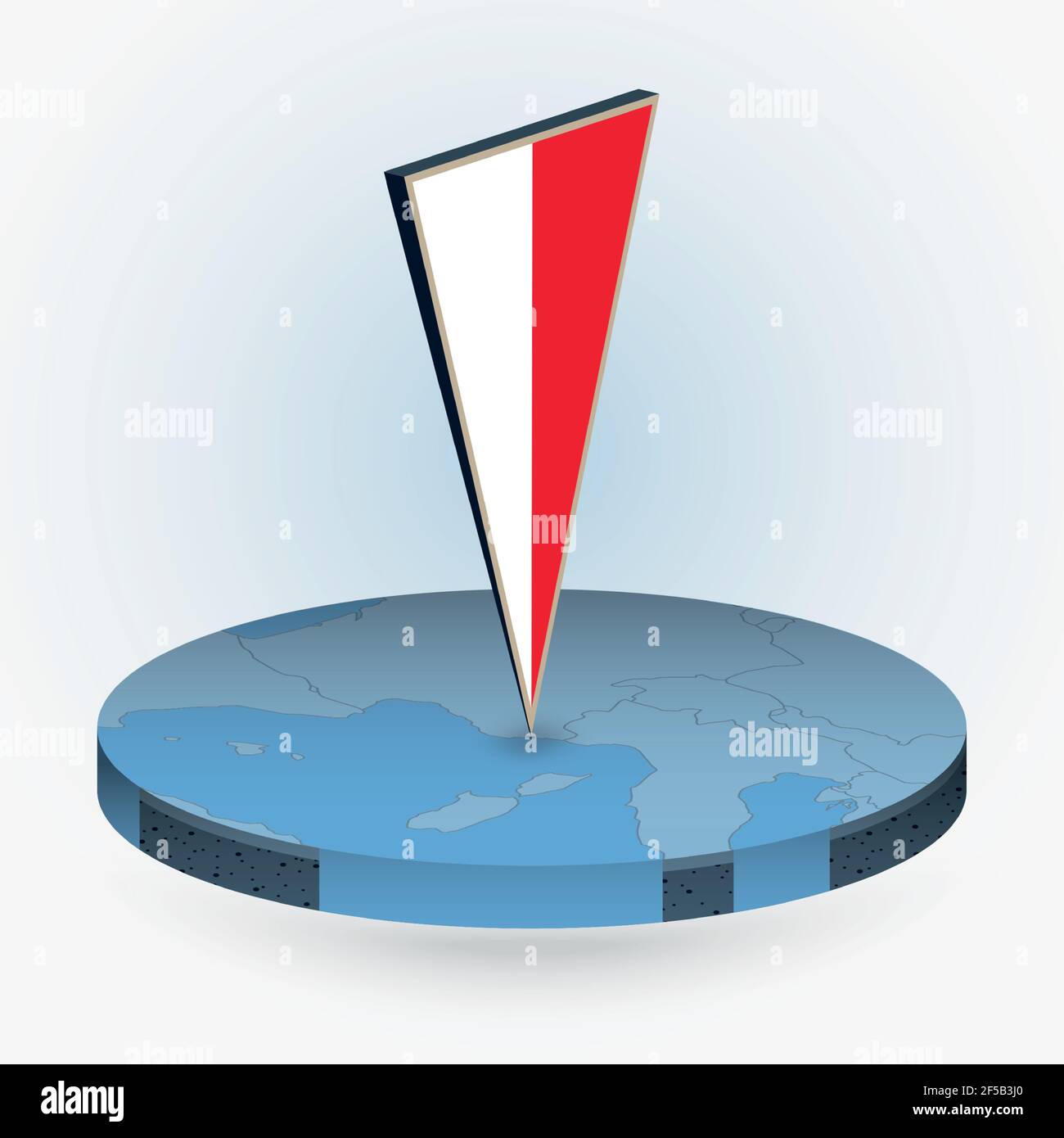 Carte de Monaco en style isométrique rond avec drapeau triangulé en 3D ...